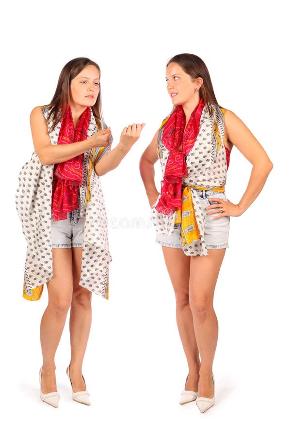 Two Women Staring at Each Other Stock Image - Image of couple, chin ...