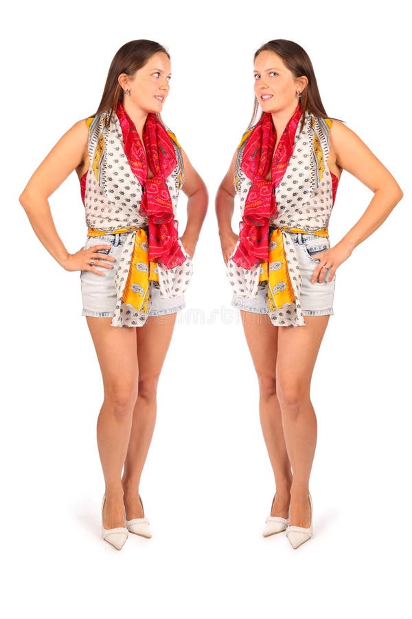 Two Same Women Wearing Evening Dress in Studio Stock Photo - Image of ...