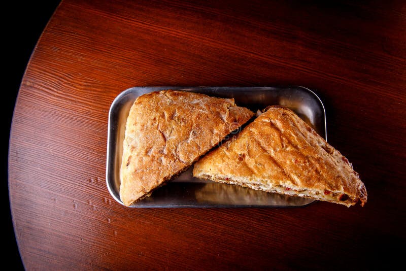 Two Sandwiches in the Form of a Triangle. Top View Stock Image - Image ...