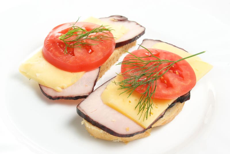 Two sandwiches on plate stock photo. Image of snack, fresh - 16572220