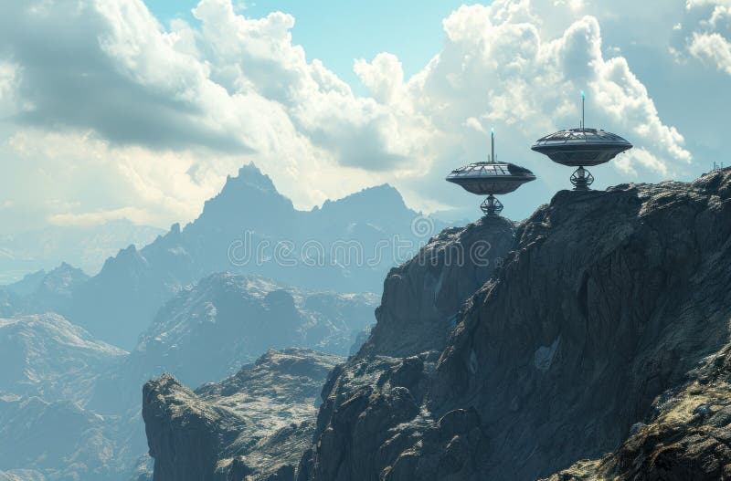 Two Satellites on a Mountain, Stock Photo - Image of space, science ...