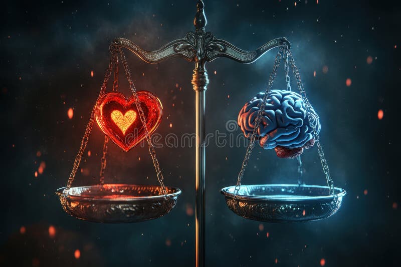 Two Scales with a Heart and a Brain on Each Side Stock Illustration ...