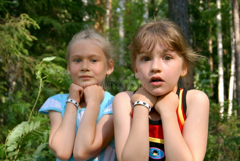 Two scared girls stock photo. Image of daughter, horizontal - 15356898