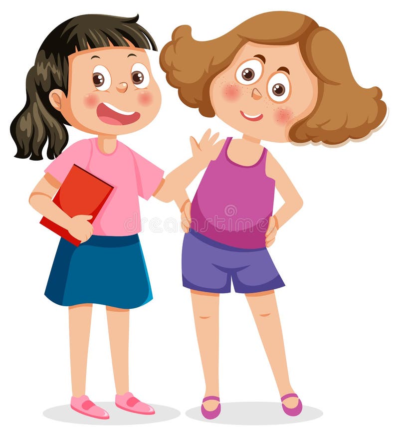 Two School Girls Cartoon Character Stock Vector - Illustration of ...