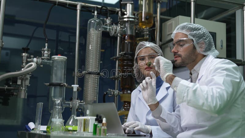 Two Scientist in Professional Uniform Working in Laboratory Stock Photo ...