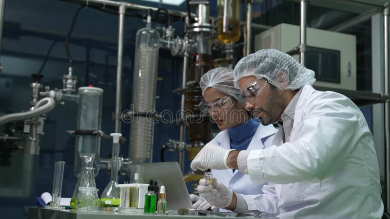 Two Scientist in Professional Uniform Working in Laboratory Stock Image ...