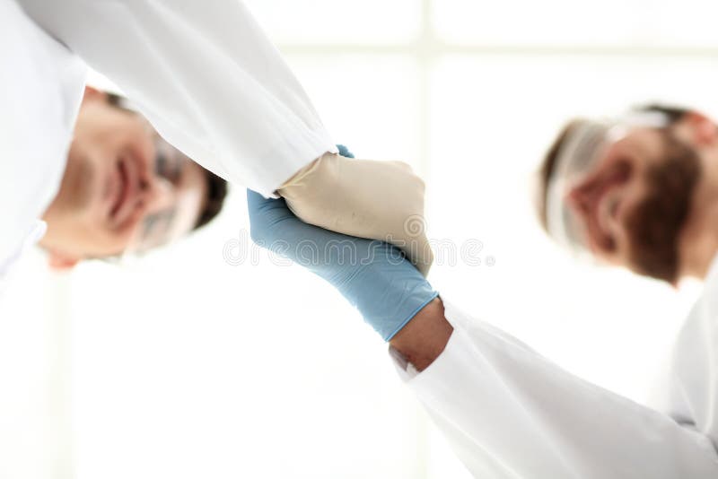 Two Scientist Shake Hands after Test Completed Stock Image - Image of ...