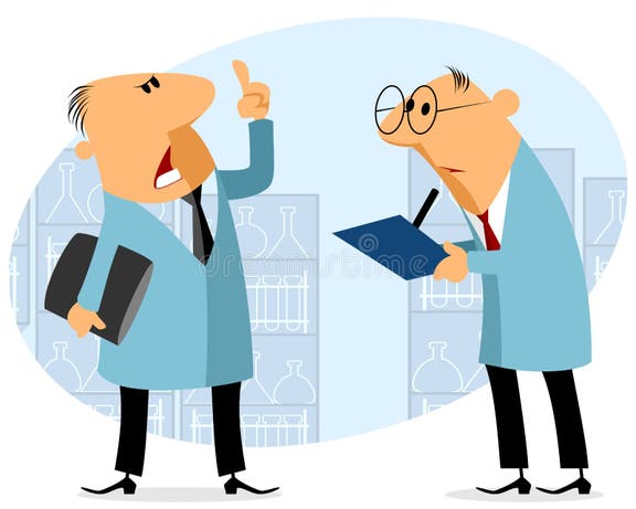 Two scientist talking stock vector. Illustration of professional - 73750244