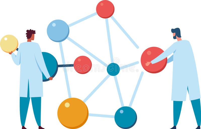 Two Scientists are Building a Molecule Model, Connecting Atoms and ...