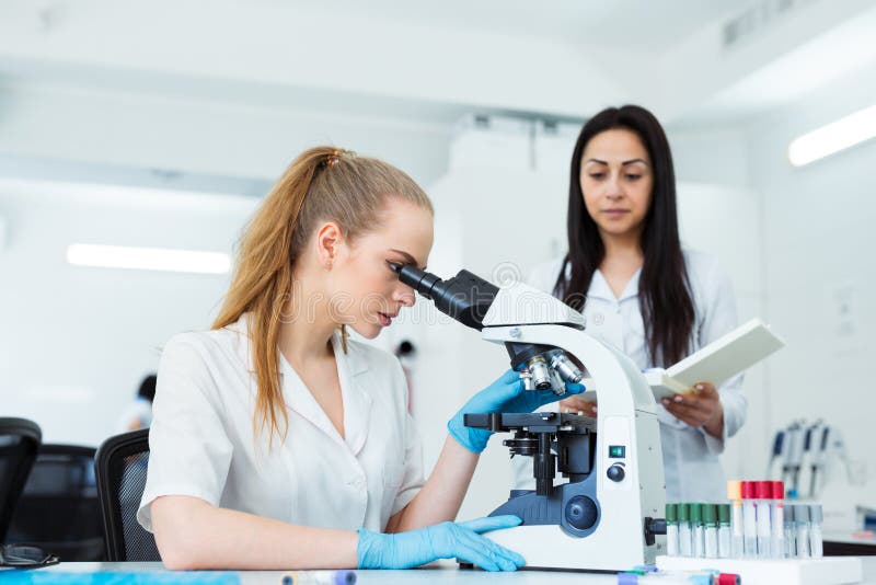 Two Scientists Conducting Research in a Lab Environment Stock Photo ...