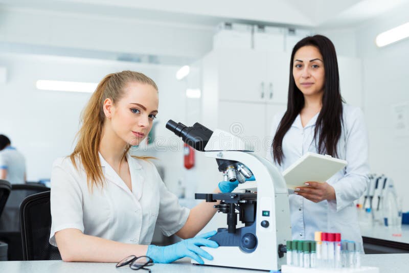 Two Scientists Conducting Research in a Lab Environment Stock Photo ...