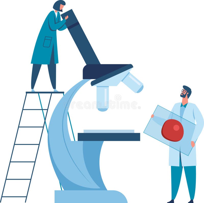 Two Scientists are Conducting Research, with One Adjusting a Large ...