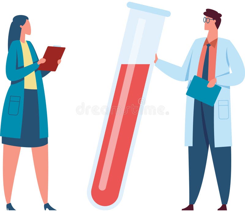 Two Scientists in Lab Coats are Performing Experiments, Holding a ...