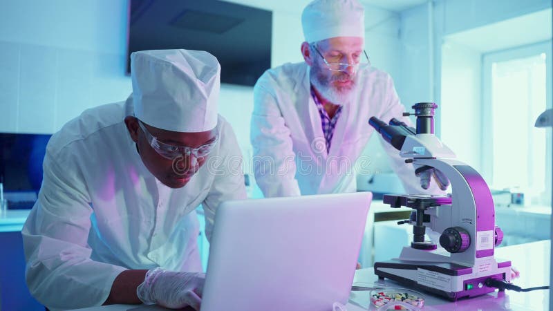 Researchers Analyzing Samples in a Modern Laboratory Setting Stock ...