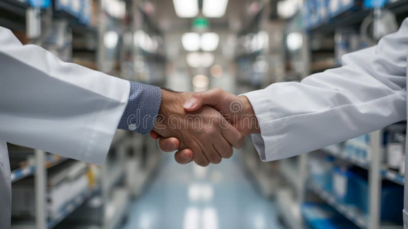 The Laboratory Handshake.AI Generated Image Stock Photo - Image of ...