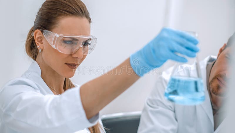 Two Scientists are Working in Laboratory. Stock Image - Image of ...