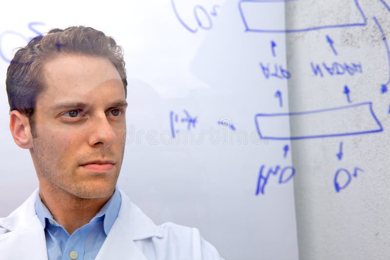 Two Scientists Working Out a Problem Stock Photo - Image of chemical ...