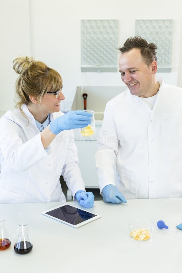 Two Scientists Working with Terpene Crystals in Laboratory Stock Image ...