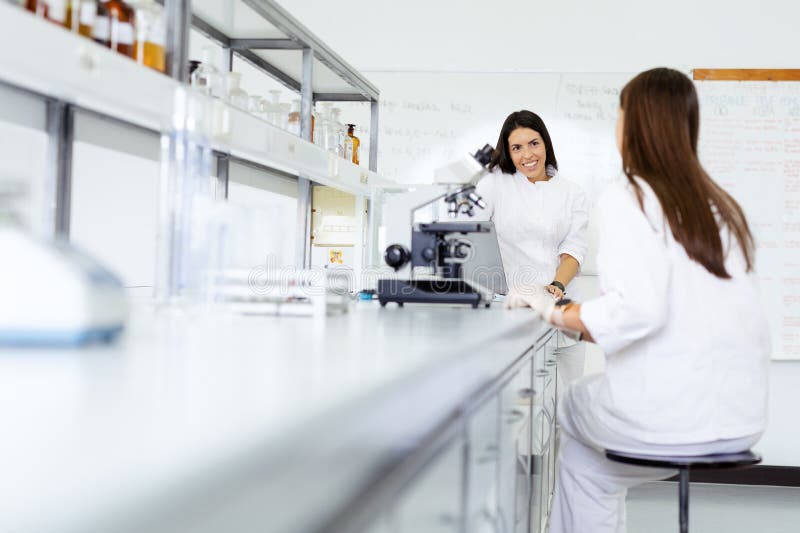 Two Scientists Working Together in a Bright Laboratory Stock Image ...