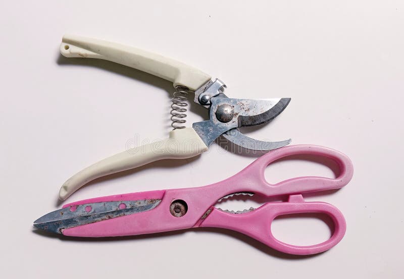 Two Scissors Have Different Uses. Stock Image - Image of magenta ...