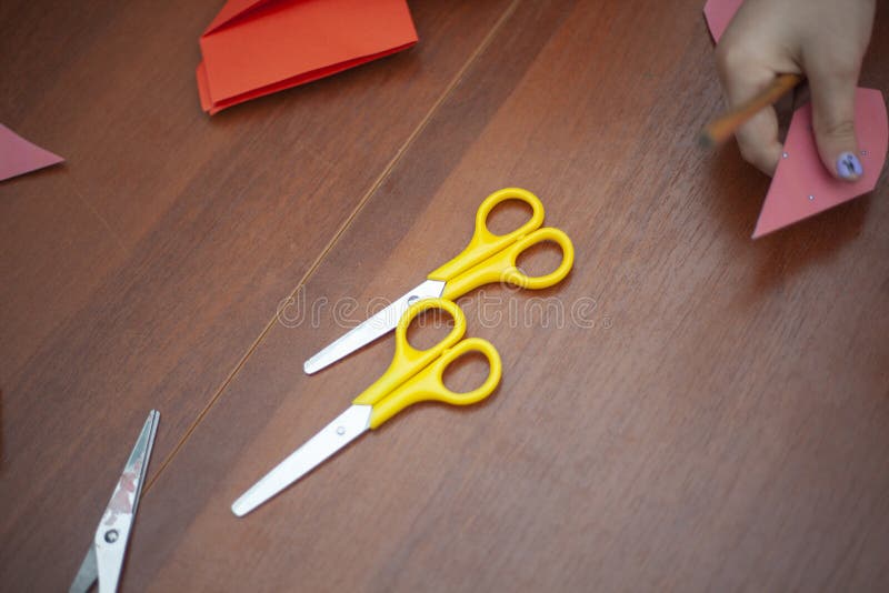 Two Scissors are on the Table. Tools for Creativity Stock Image - Image ...