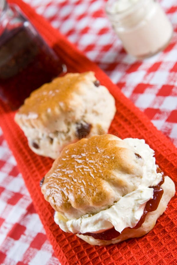 Two Scones with Clotted Cream Stock Image - Image of berry, health: 6638747