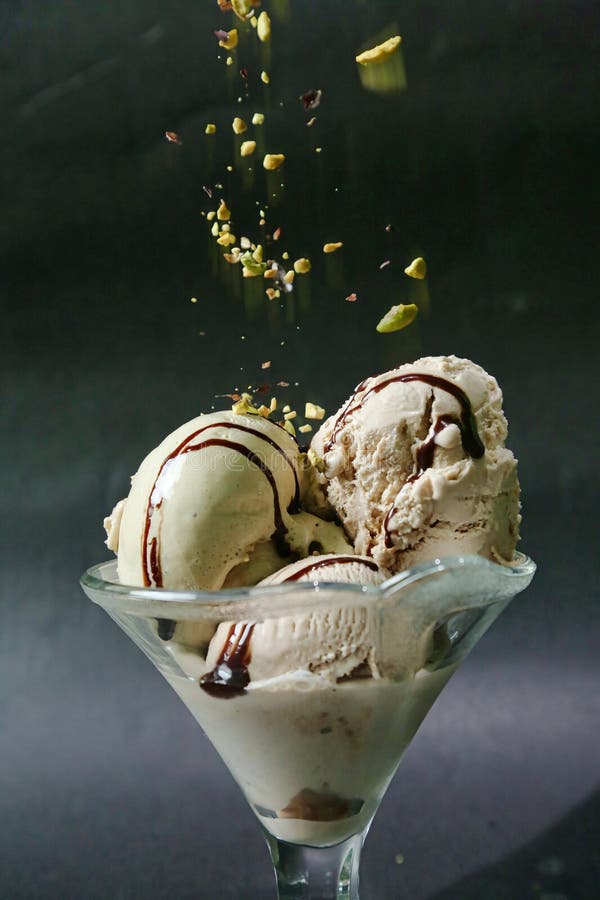 Two Scoops of Ice Cream in Glass Bowl Stock Photo - Image of frozen ...