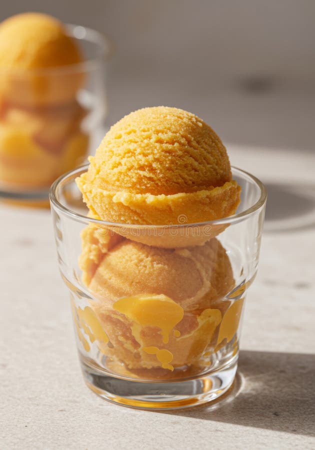 Two Scoops Mango Ice Cream Glass Stock Photos - Free & Royalty-Free ...