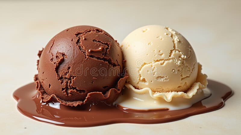 Two Scoops of Ice Cream Melting Together Stock Illustration ...