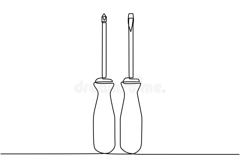 Two Screwdrivers Illustrated in One Continuous Line Drawing. Essential ...