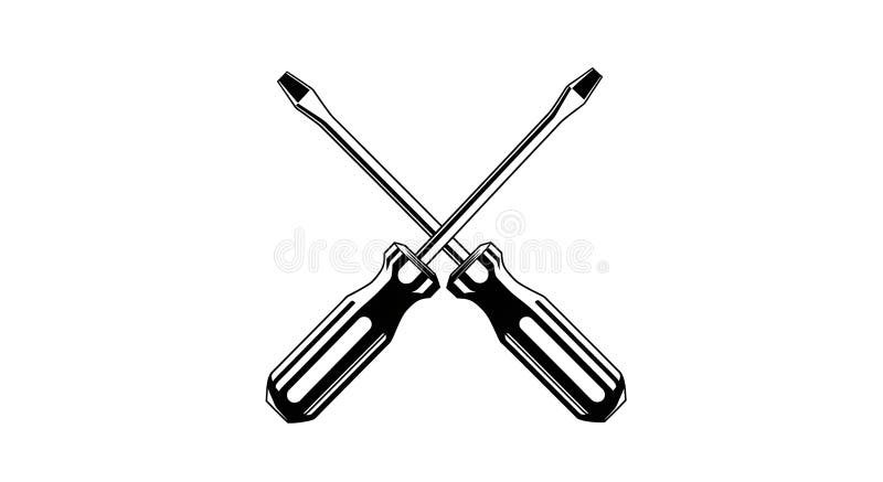 Two Screwdrivers Shown in a Cross Pattern. One is a Flathead, the Other ...