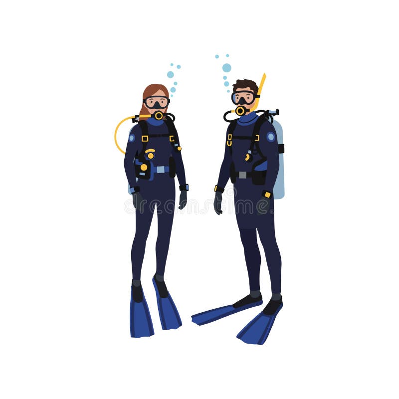 Two Scuba Divers in Blue Wetsuits Engaged in Underwater Exploration ...