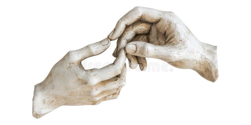 Two Sculpted Hands Touching Isolated on Transparent Background Stock ...