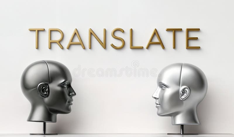 Two Sculptures of Human Heads are Facing Each with the Word Text ...