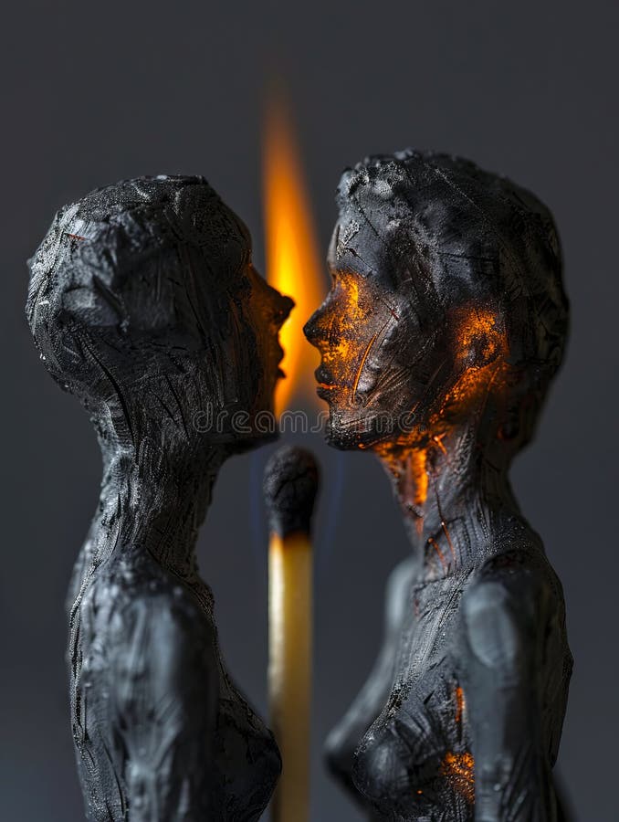Two Sculptures of People Holding Matches Stock Photo - Image of person ...