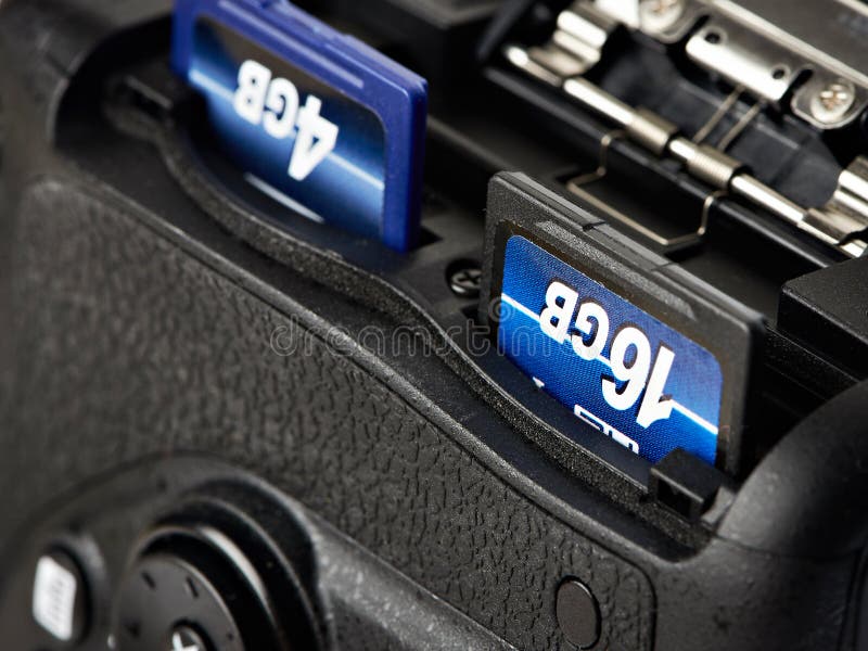 Two SD Flash Card in Camera Stock Photo - Image of blue, white: 49221830
