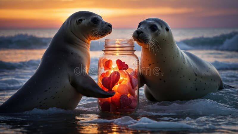 Romantic Harbor Seals Stock Illustrations – 14 Romantic Harbor Seals ...