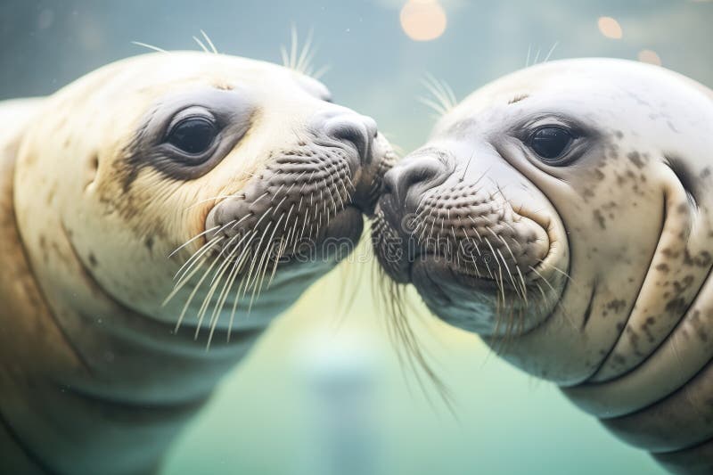 Two Seals Touching Noses Affectionately Stock Illustration ...