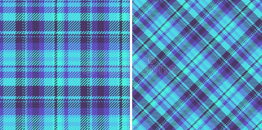 Two Seamless Fabric Patterns in Complementary Styles. Blue, Teal, and ...