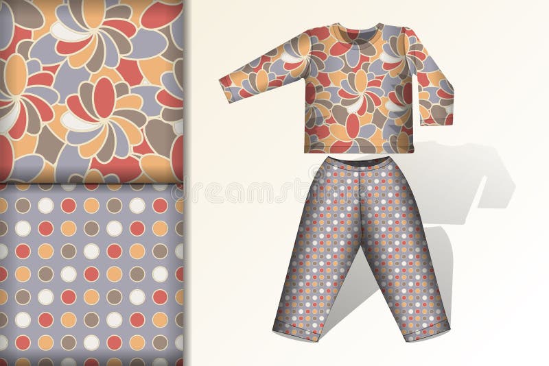 Two Seamless Pattern in Pastel Colors with Pajamas Layout Design ...