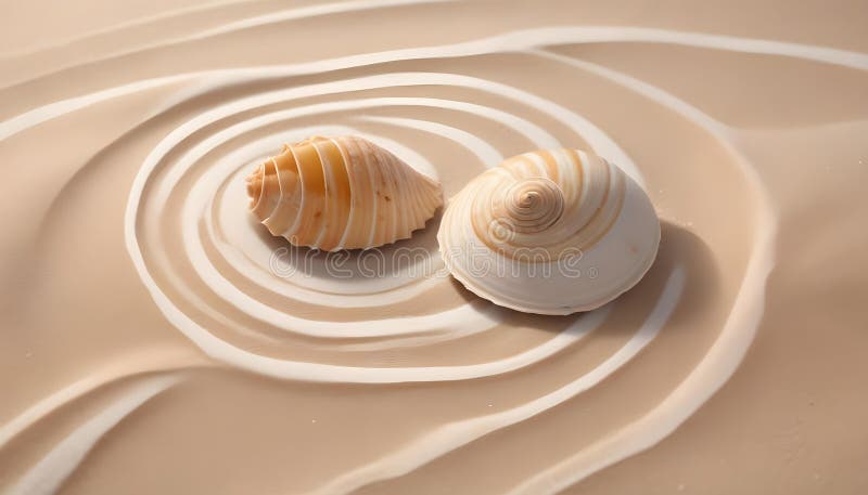 Two Seashells Sit Gracefully on a Sandy Surface, Their Natural Forms ...