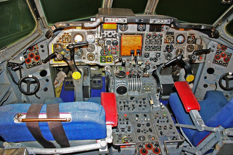 Old jet airliner cockpit stock photo. Image of seats - 20864530