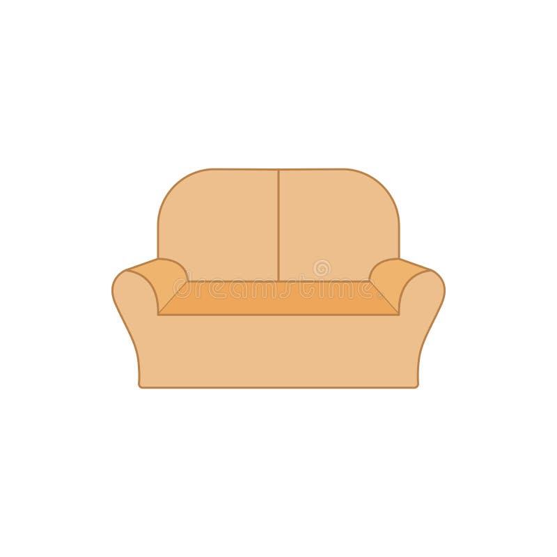 Two Seater Sofa Flat Icon. Interior or Room Design Template in Flat ...
