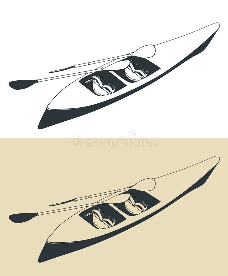 Two-seater Sports Kayak Illustrations Stock Vector - Illustration of ...