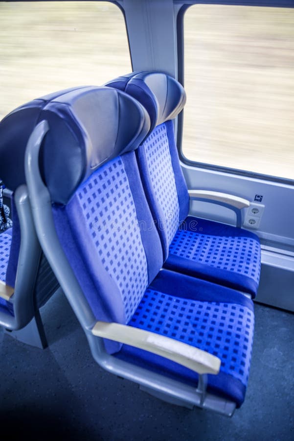 Two Seats on a Train in Germany Stock Image - Image of window, blue ...
