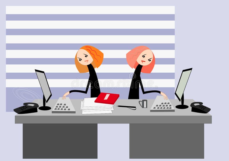 Two secretaries stock vector. Illustration of vector, table - 5439163