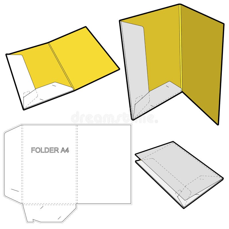 Two Section Folder for A4 Documents. Die Cut Stamp Stock Vector ...