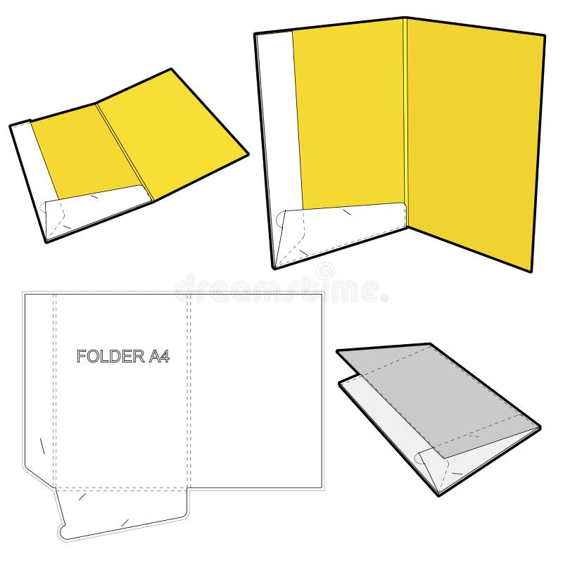 Two Section Folder for A4 Documents. Die Cut Stamp Stock Vector ...