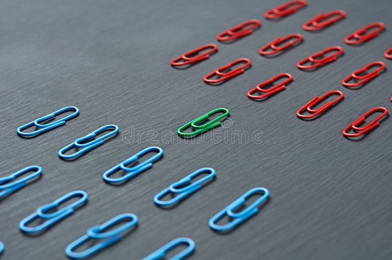 Two Sections of Rows of Many Paper Clips for Office Work or Education ...