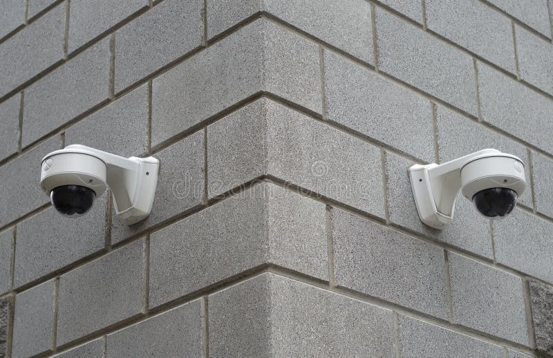 Security Cameras, Two CCTV At The Building Corner Stock Image - Image ...